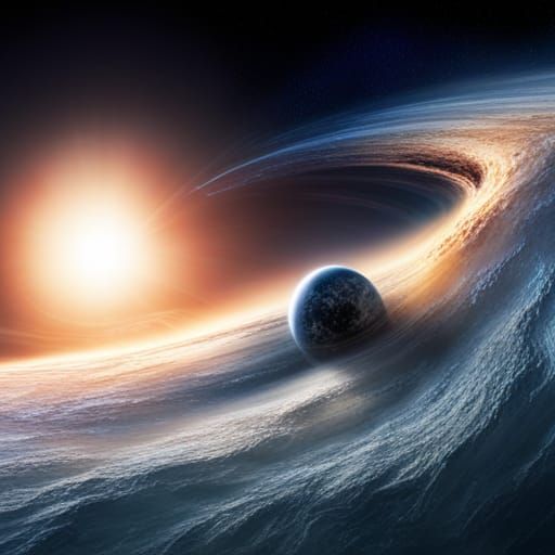 long shot of a gargantuan supermassive black hole from the movie ...