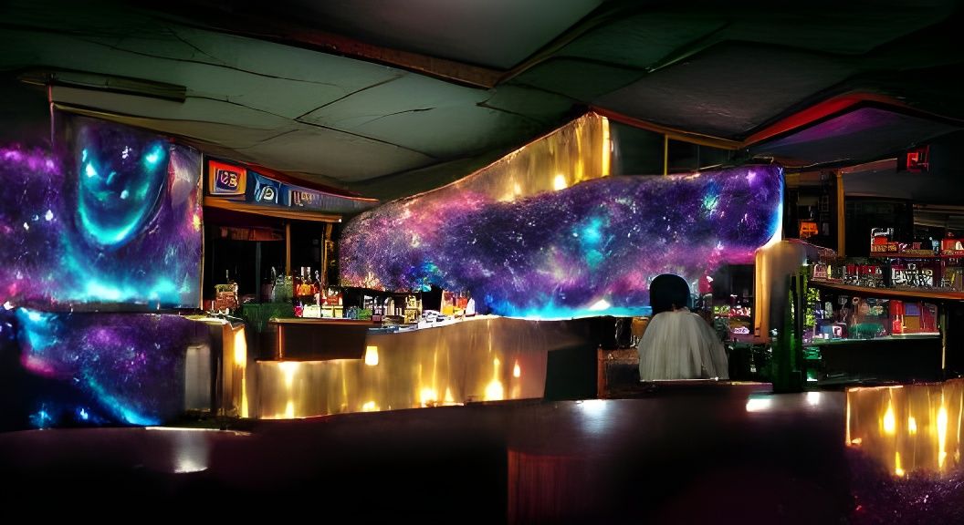 The bar inside the cosmic universe - AI Generated Artwork - NightCafe ...