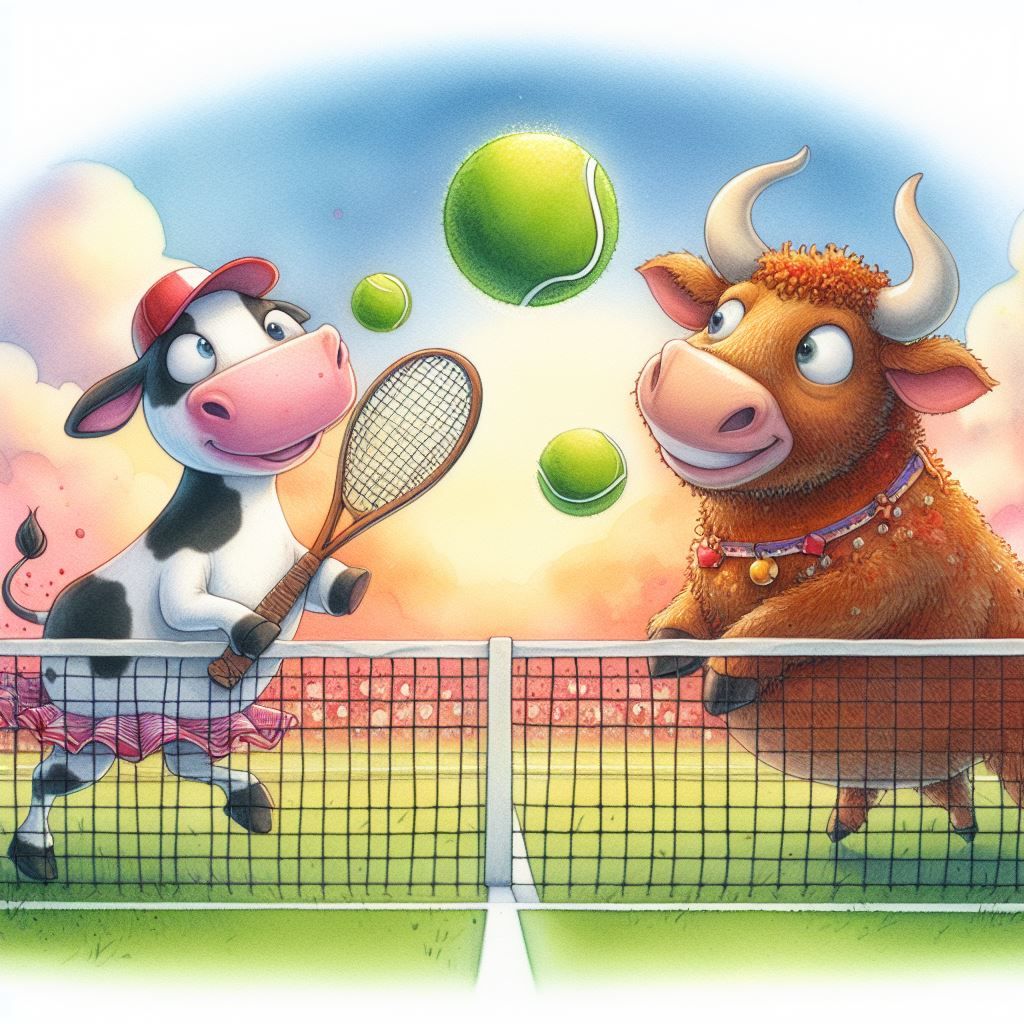 Cow and ox playing tennis - AI Generated Artwork - NightCafe Creator