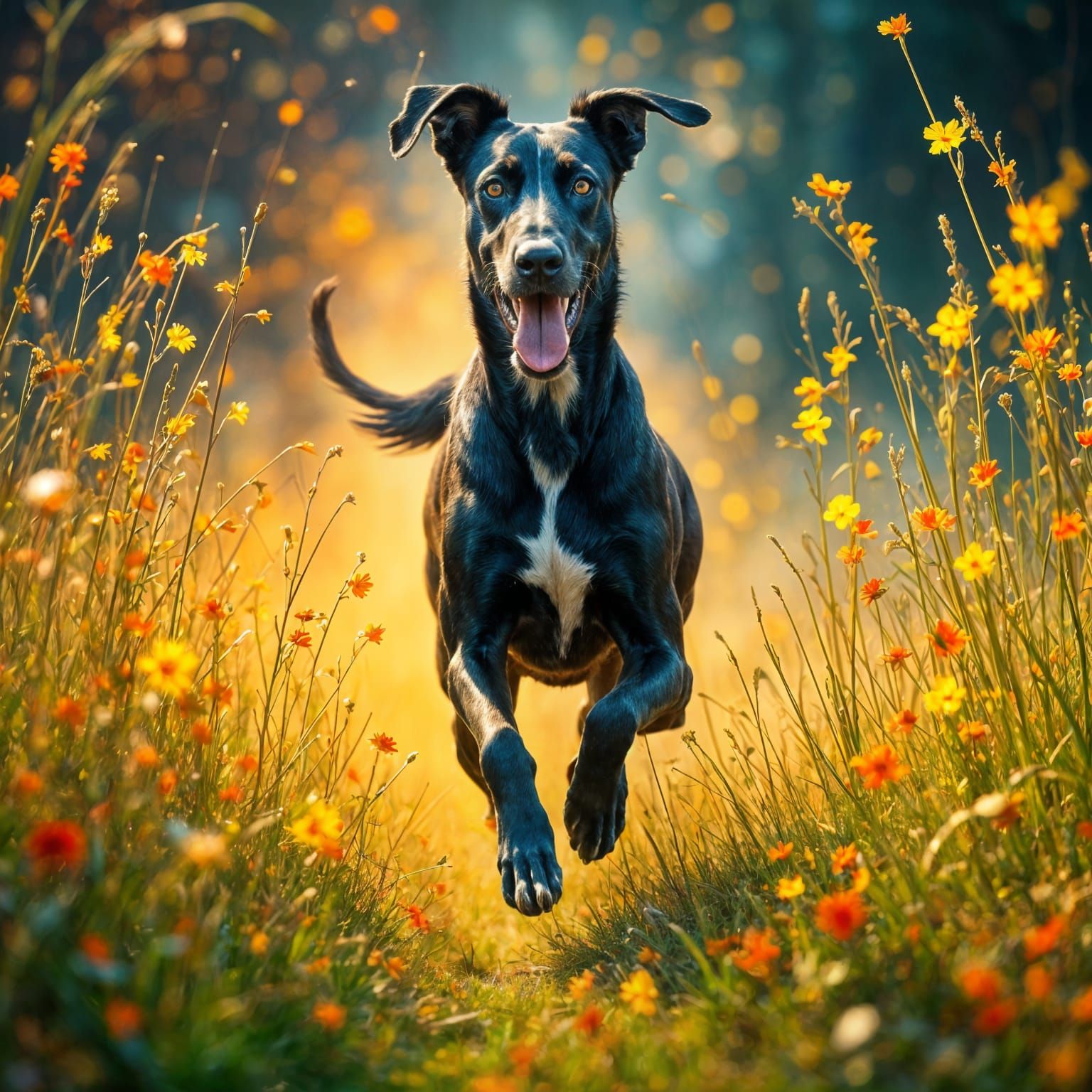 Great Dane Running Toward You - Vibrant Great Dane in Cinema...