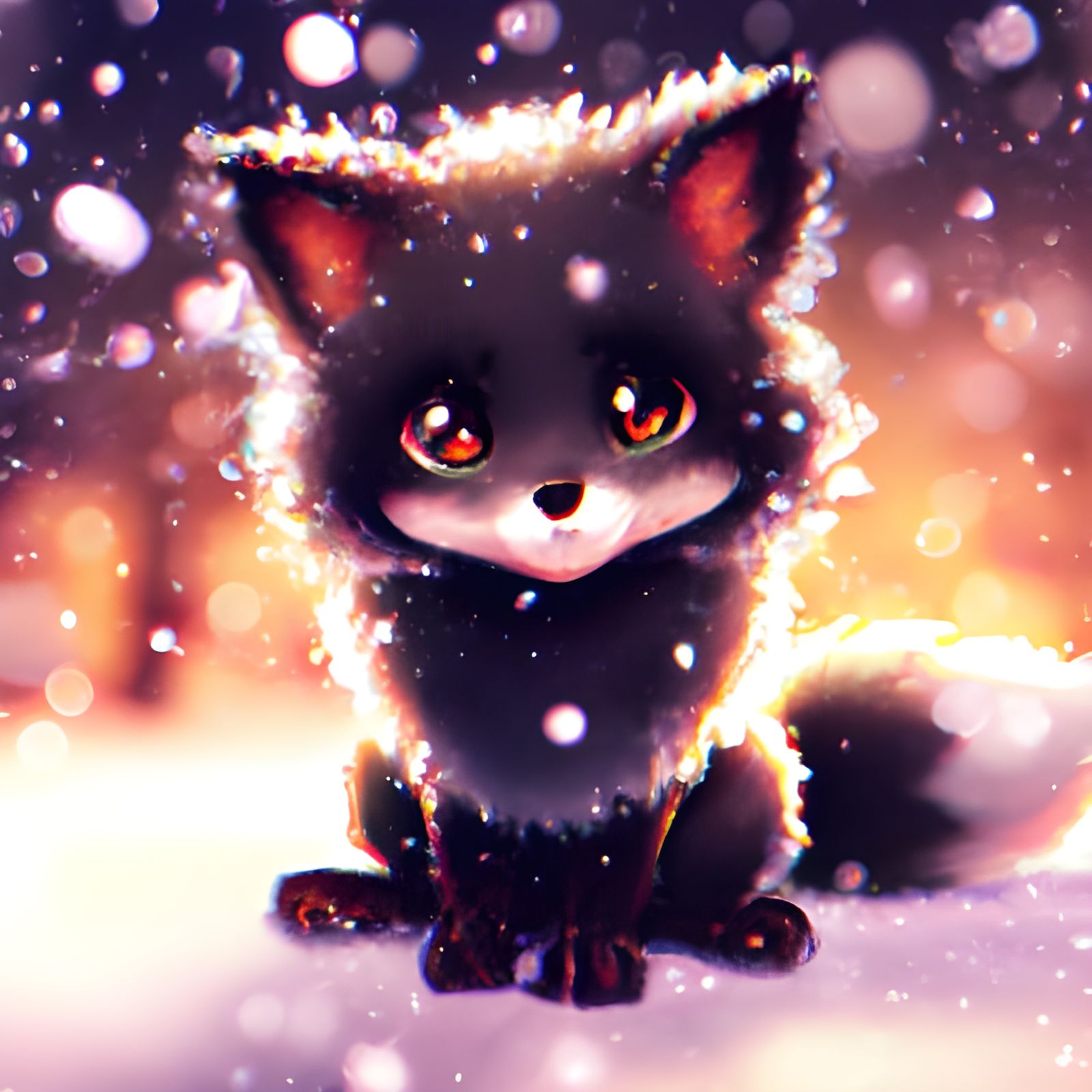 Silver fox pup in the snow! - AI Generated Artwork - NightCafe Creator