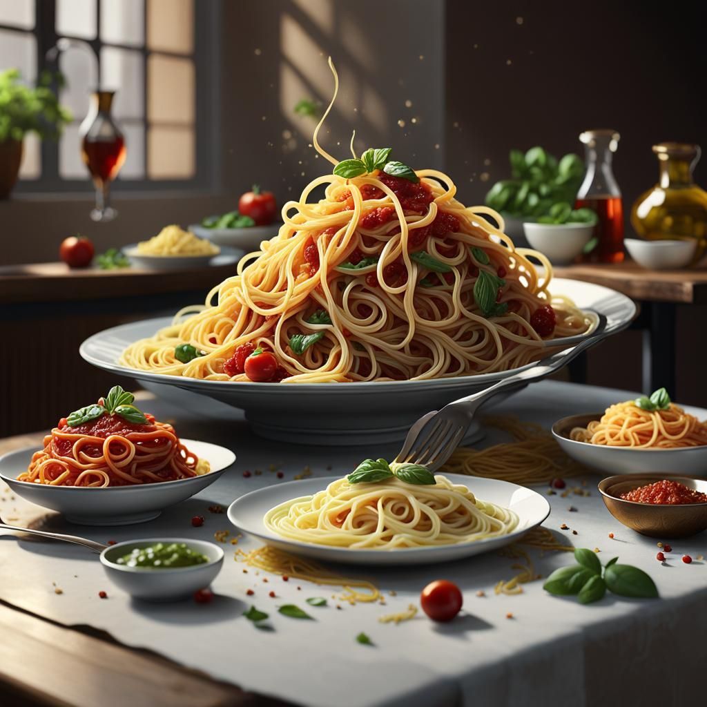 Spaghettis pastas dishes - AI Generated Artwork - NightCafe Creator