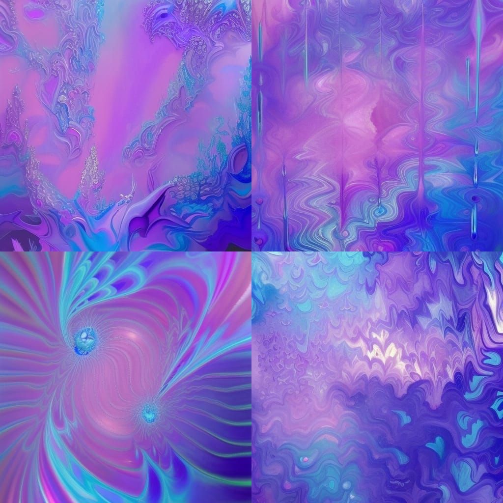 Beautiful iridescent purple surrealist painting with cobalt blue ...