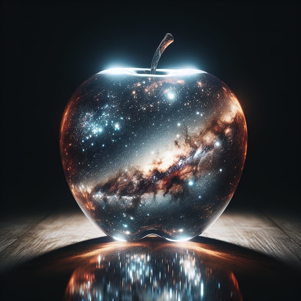 A glass apple with a nebula - AI Generated Artwork - NightCafe Creator