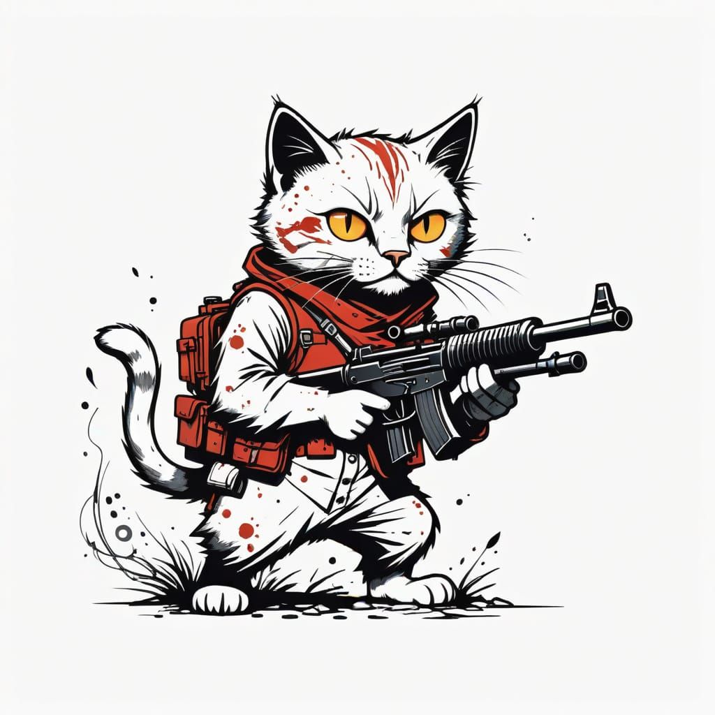 Felix Thompson - Cyberpunk Cat Stands Ready with Thompson Gu...