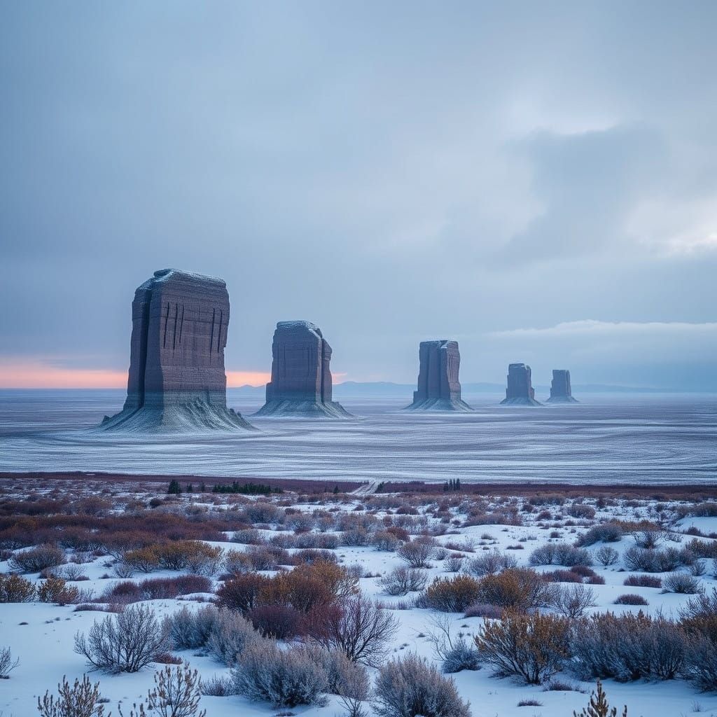 In the frigid Russian steppe stands a series of monolithic monuments ...