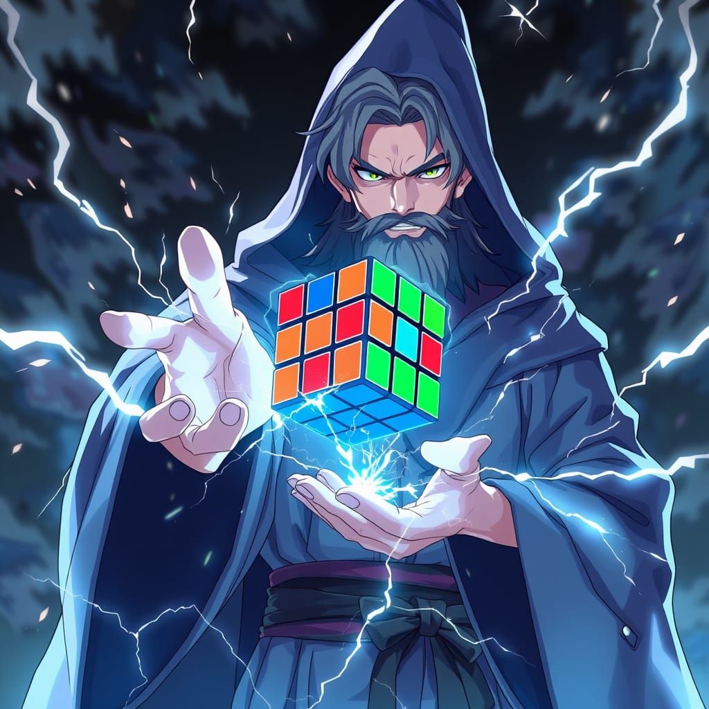 Wizard wields a Zemeckis Cube, - Mystical Wizard Unleashes t...
