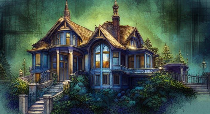 architectural blueprint for a magic cottage - AI Generated Artwork ...