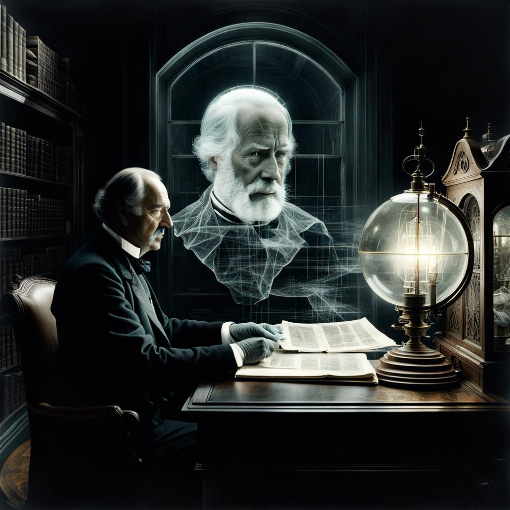 engineer at work making a realistic transparent Victorian ghost - AI ...