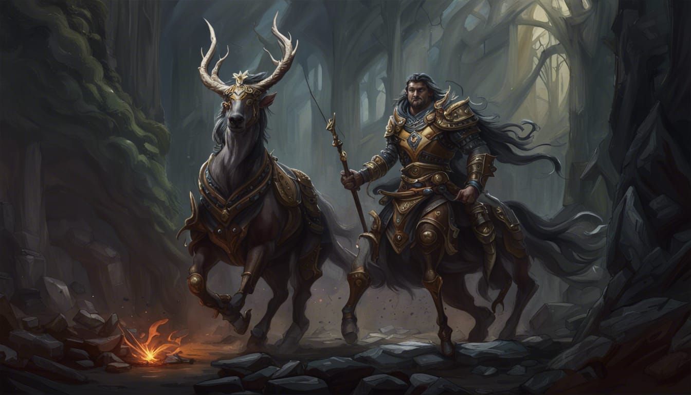 Centaur Druid rushes into battle with his wild ally - AI Generated ...