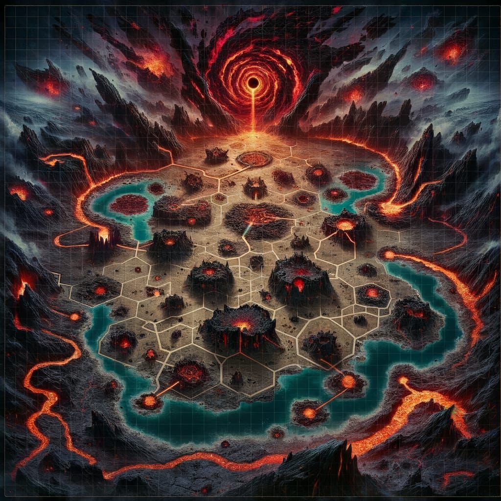 Battlemap of Infernal Landscape in a Resistance Fi... - AI Art