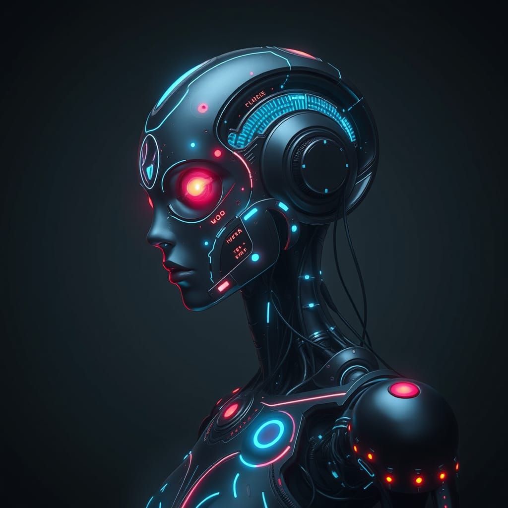 Futuristic Android in Ethereal Bioluminescent Glor... - AI Art
