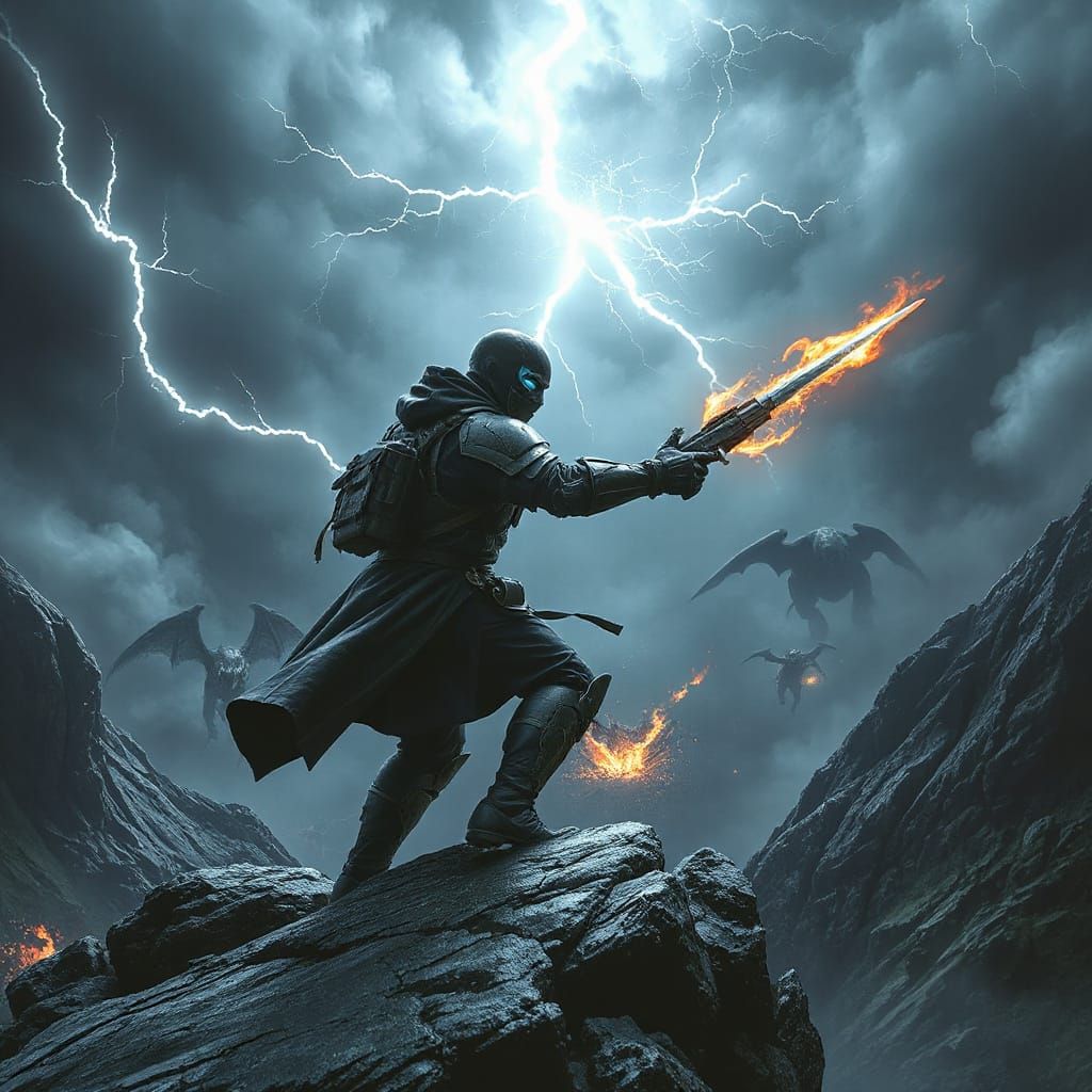 Come and get it. - Warrior Battles Demons in Futuristic, Dar...