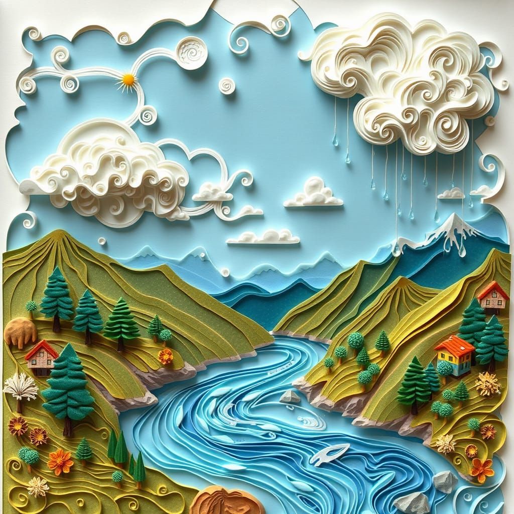 Hydrologic Cycle Paper Craft - Hydrologic Cycle in Whimsical...