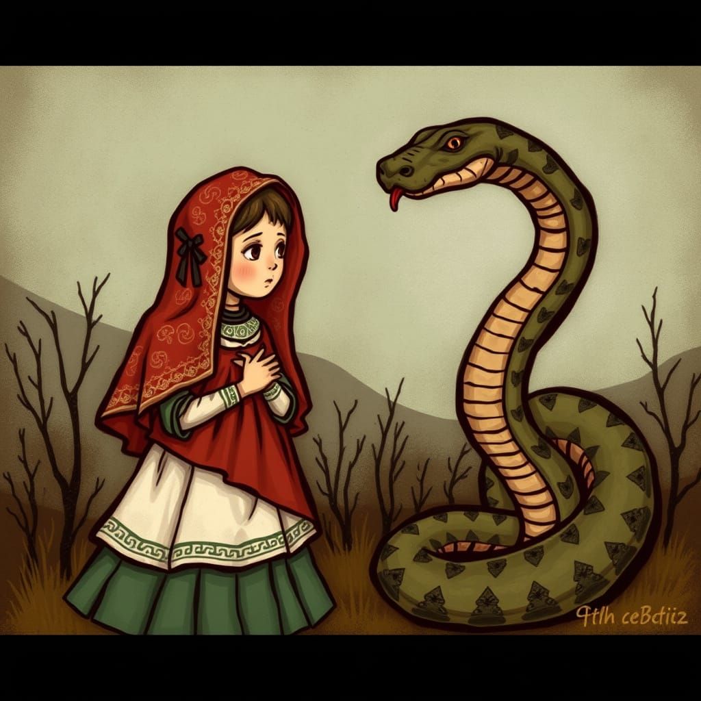 Ancient Mythology Shapeshifter Snake Goddess - AI Art