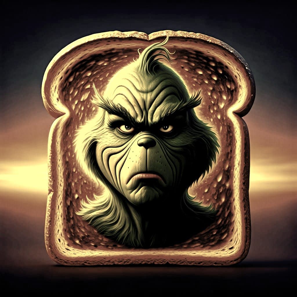 Toasted Grinch Portrait in Hyperrealistic Style - AI Art