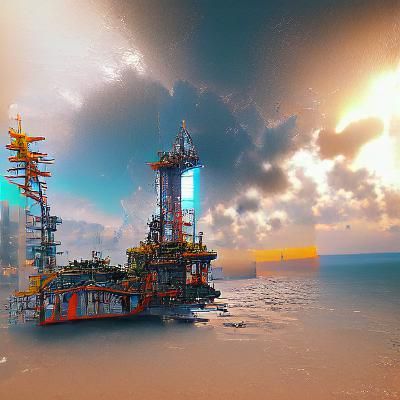 Futuristic oil rig offshore - AI Generated Artwork - NightCafe Creator