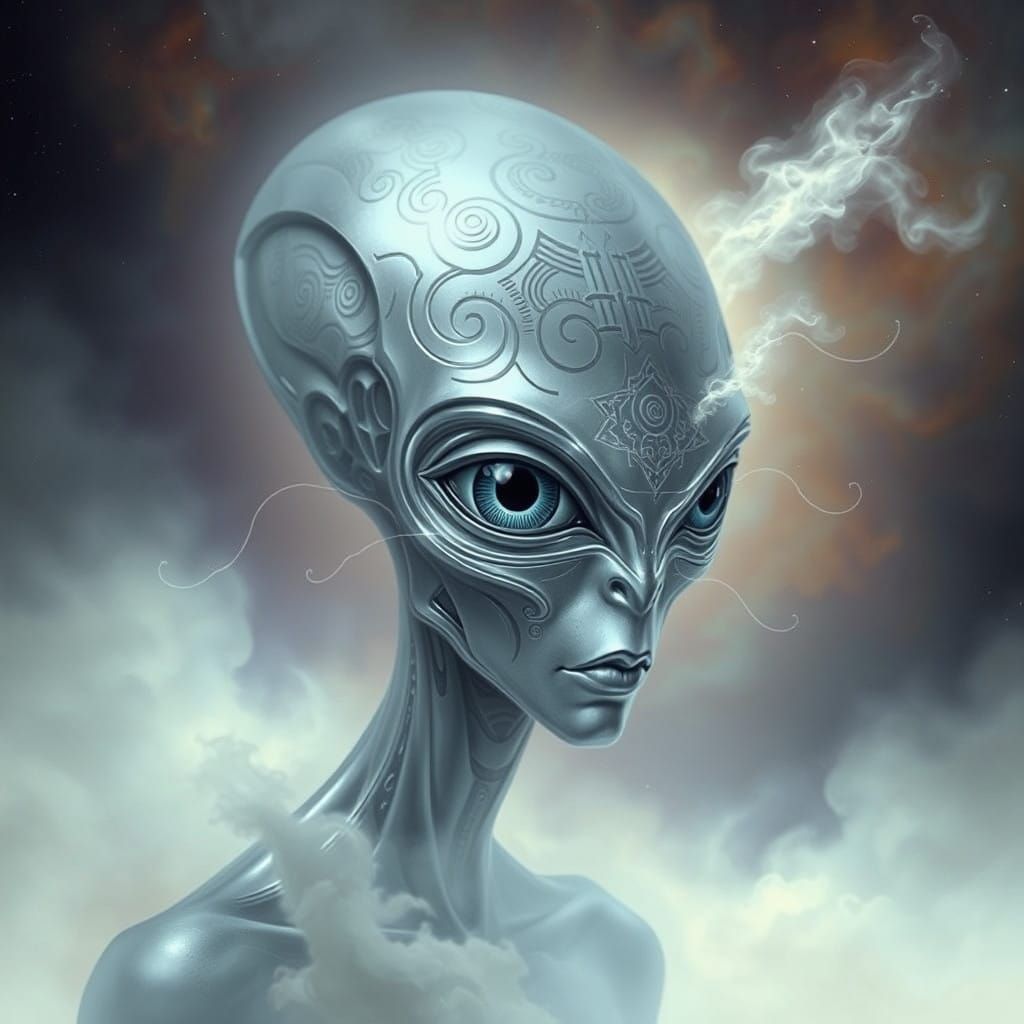 We come in peace - Biomechanical Alien Form Radiates Etherea...
