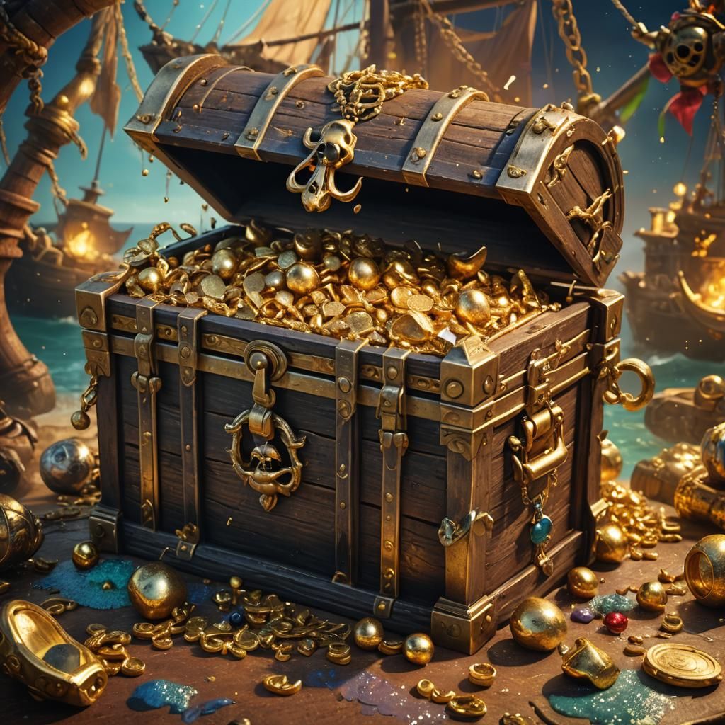 pirate treasure chest with gold and treasures - AI Generated Artwork ...
