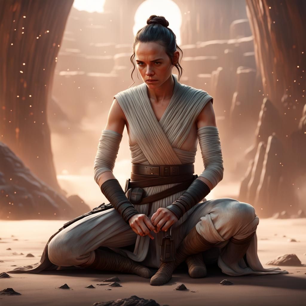 Star wars Rey on her knees - AI Generated Artwork - NightCafe Creator