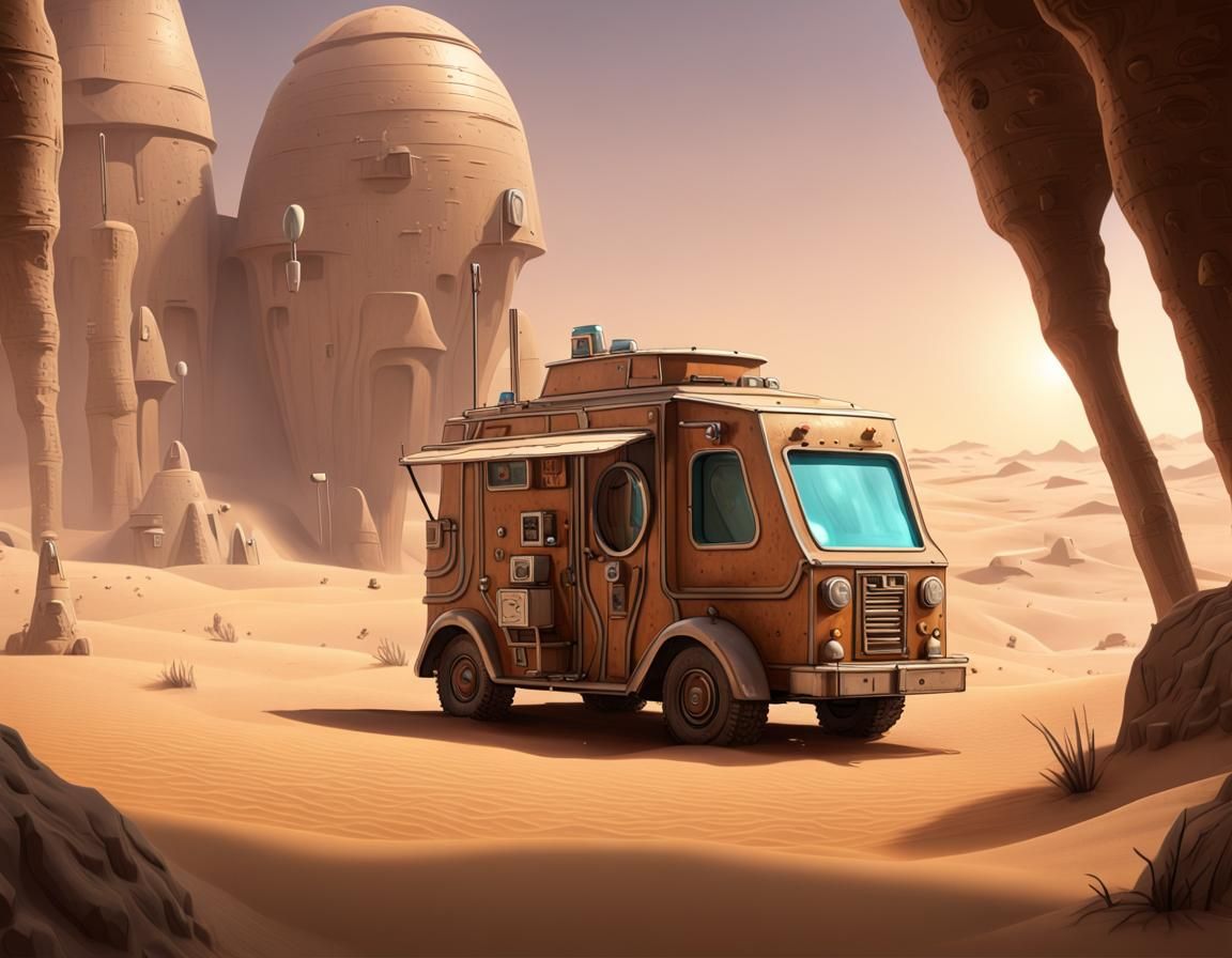 Jawa Sand crawler as an Ice cream truck in Mos Espa on Tatooine - AI ...