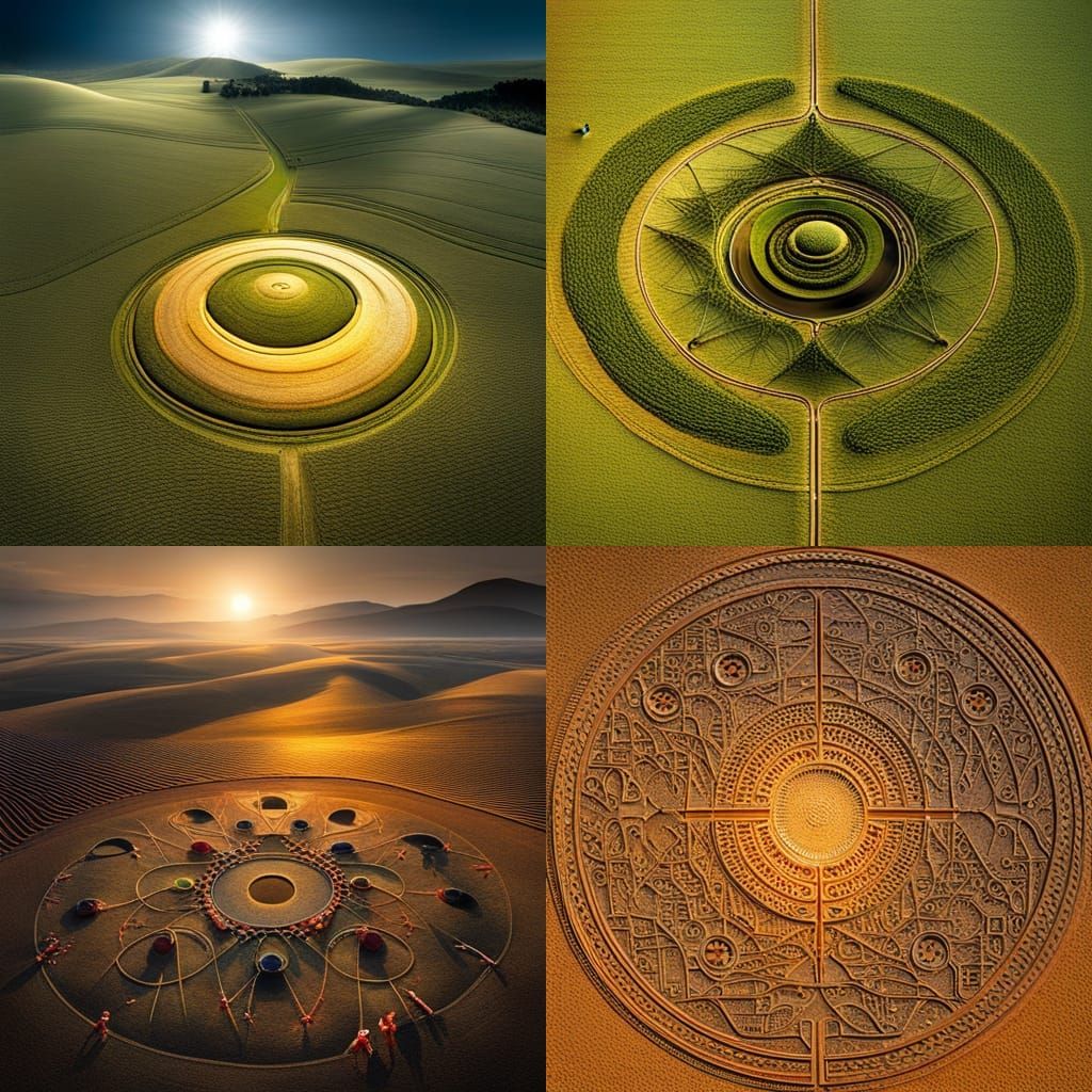 "Crop circles made by alien visitors" \ colourful - AI Generated ...
