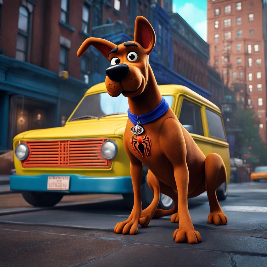 Scooby Doo in Spiderman inspired outfit - AI Generated Artwork ...
