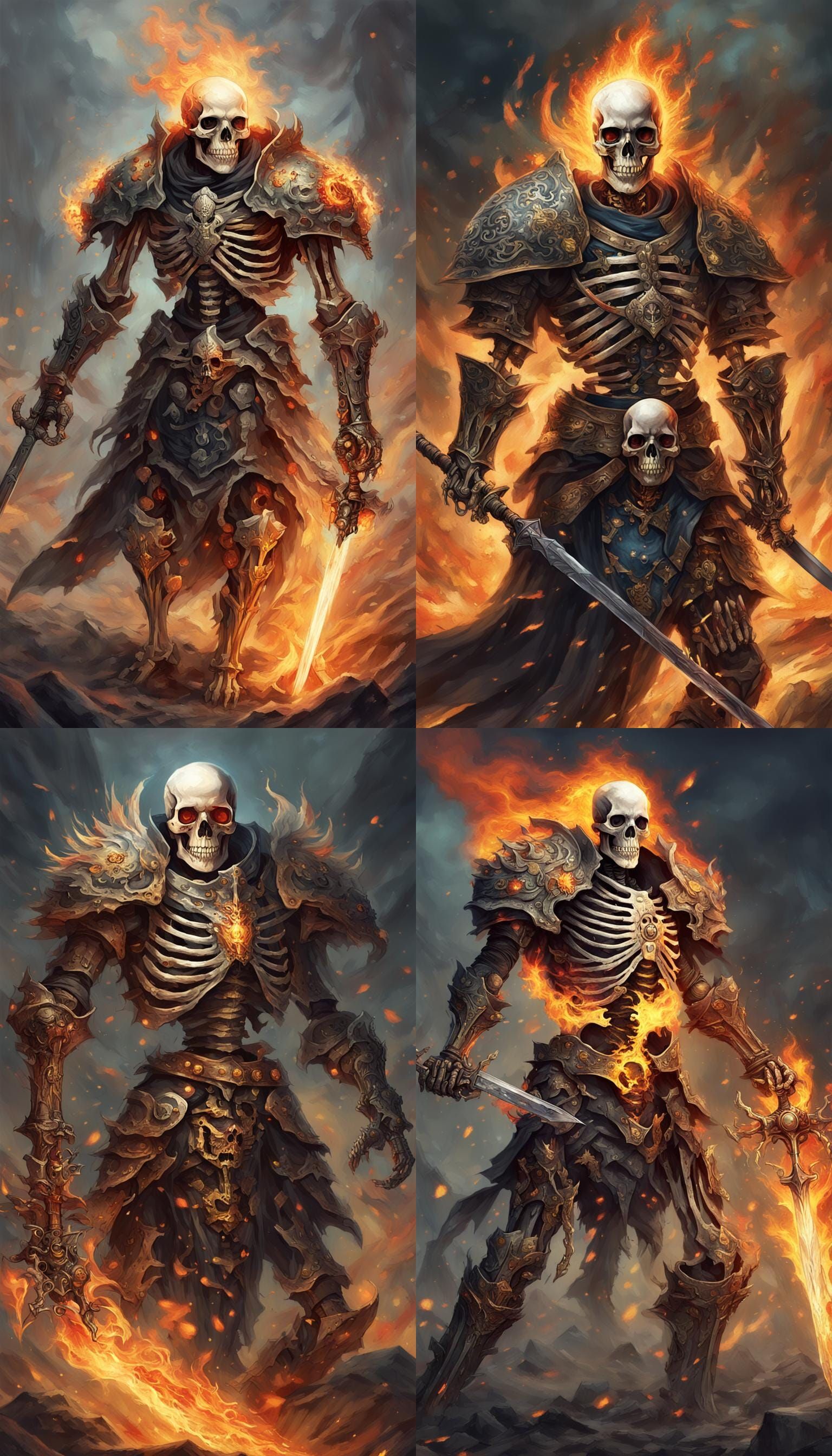 Majestic Skeleton Warrior Ignites Battle - AI Art
