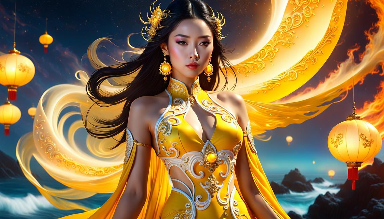YELLOW MANDARIN DRESS - AI Generated Artwork - NightCafe Creator