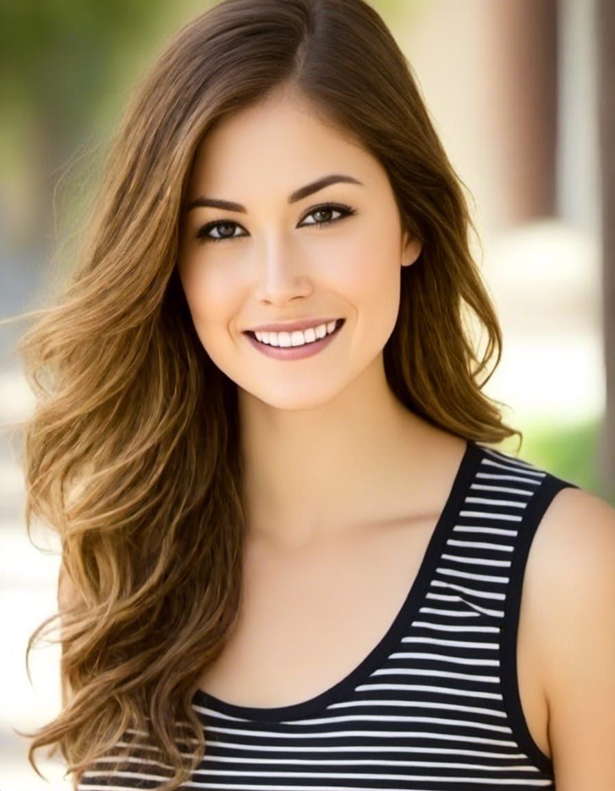 curvaceous 29 year old female,wearing a white with black stripes tank ...