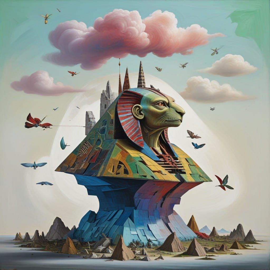 A Bizarre Hieronymus Bosch-Inspired Sphinx Masterp... - AI Art