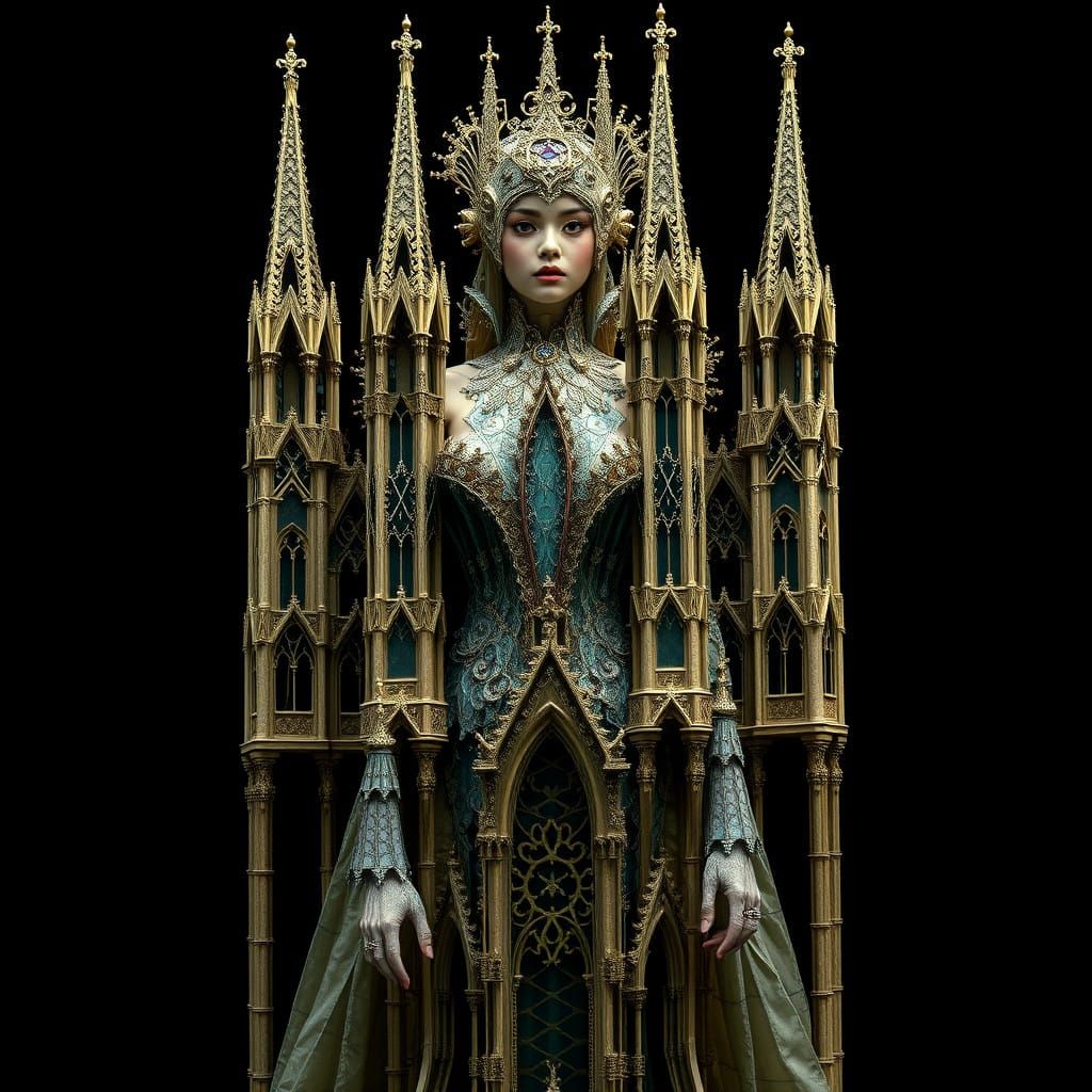 Ethereal Gothic Goddess in Black Velvety Night - AI Art