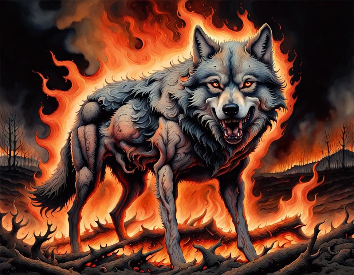 Hell wolf - AI Generated Artwork - NightCafe Creator