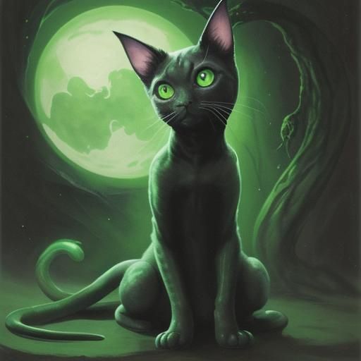 eldritch alien green cat - AI Generated Artwork - NightCafe Creator