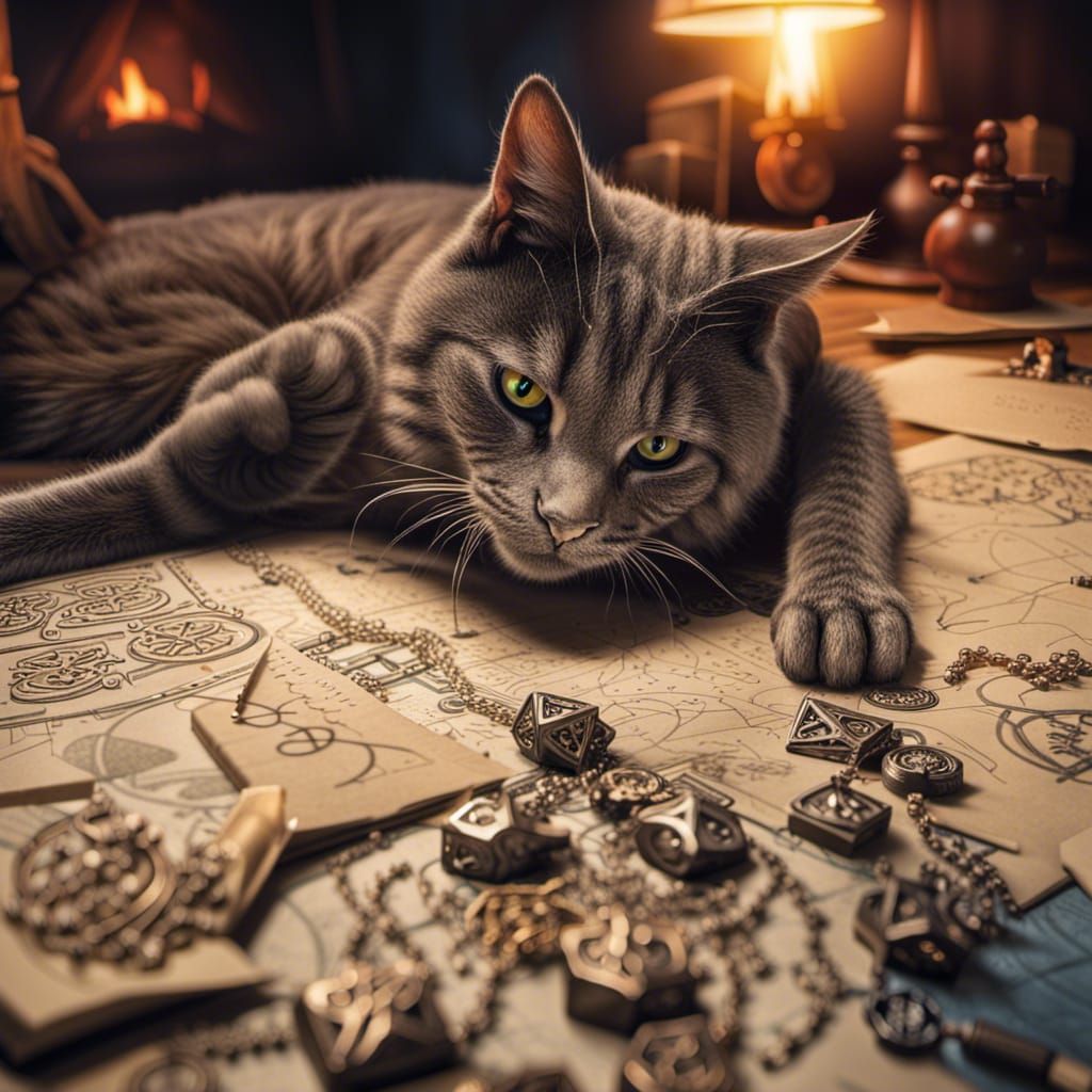 cat plays dungeons & dragons - AI Generated Artwork - NightCafe Creator