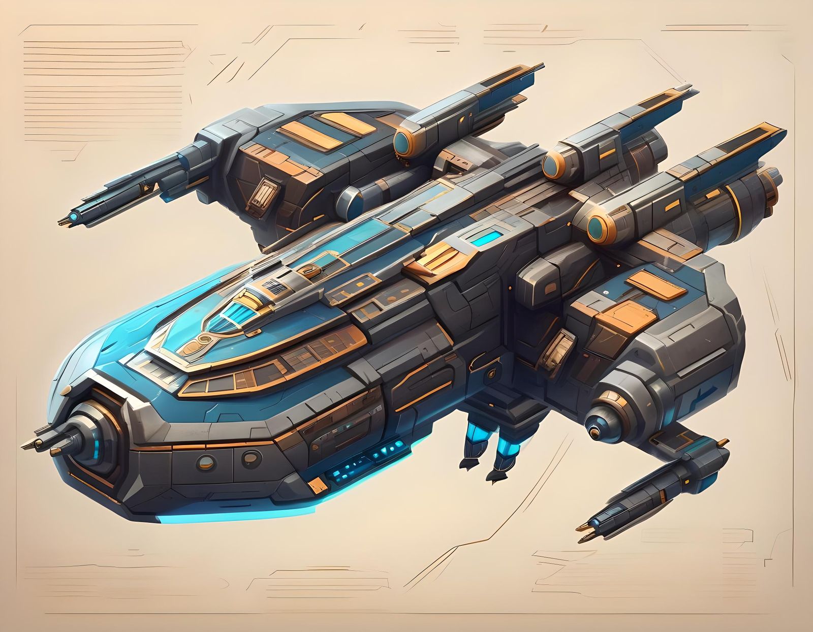 a spaceship with swift shapes and two cannons on the wings - AI ...