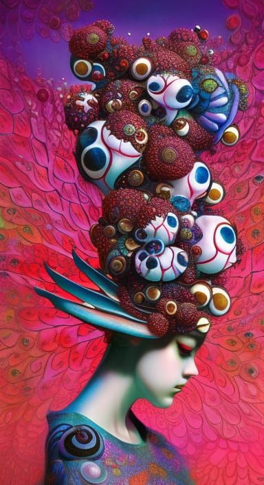 Lady Beetle with birds, flowers, fairytale, magic realism, mysterious ...