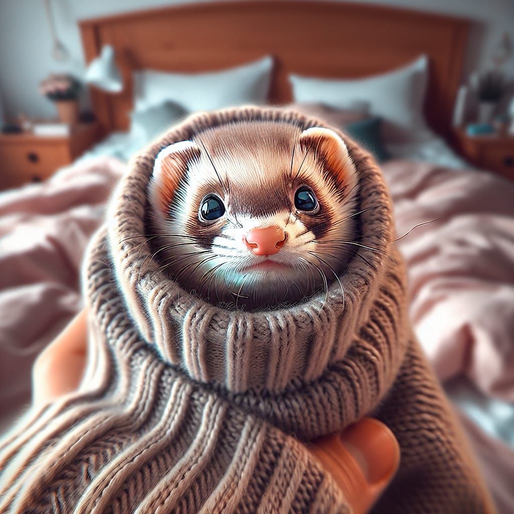 Ferret in a Sleevie - AI Generated Artwork - NightCafe Creator