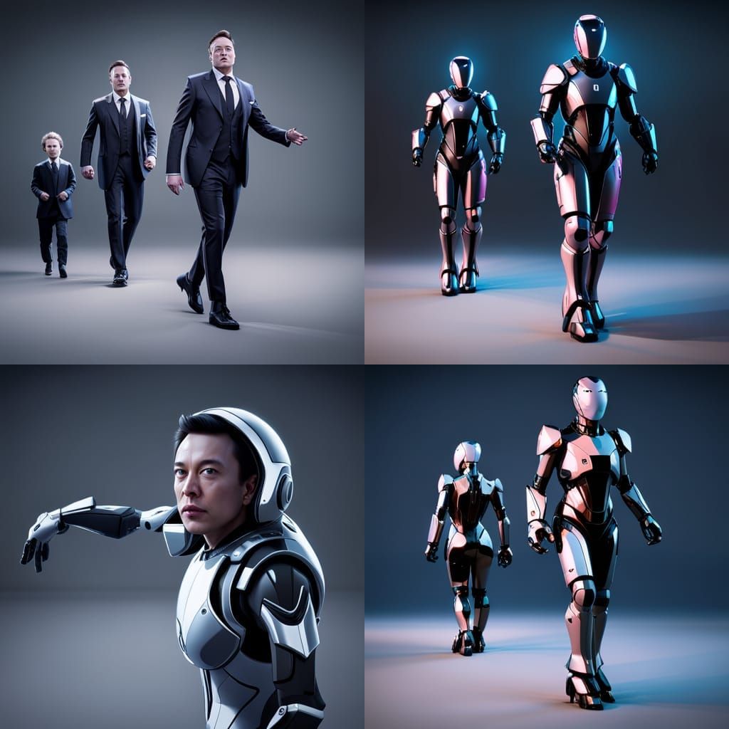beautiful magnificent detailed shiny elon musk a.i. bots directing ...