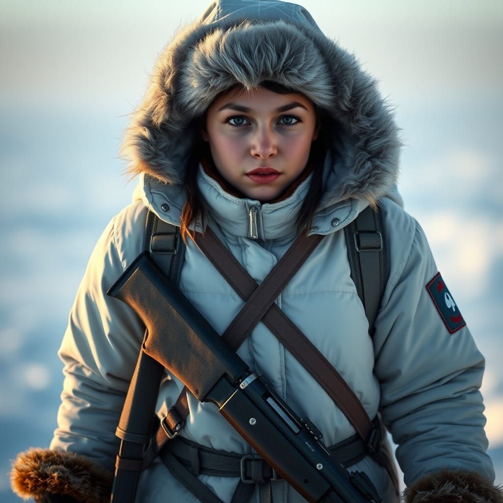 Realistic Inuit Woman Walks Towards the Camera in ... - AI Art