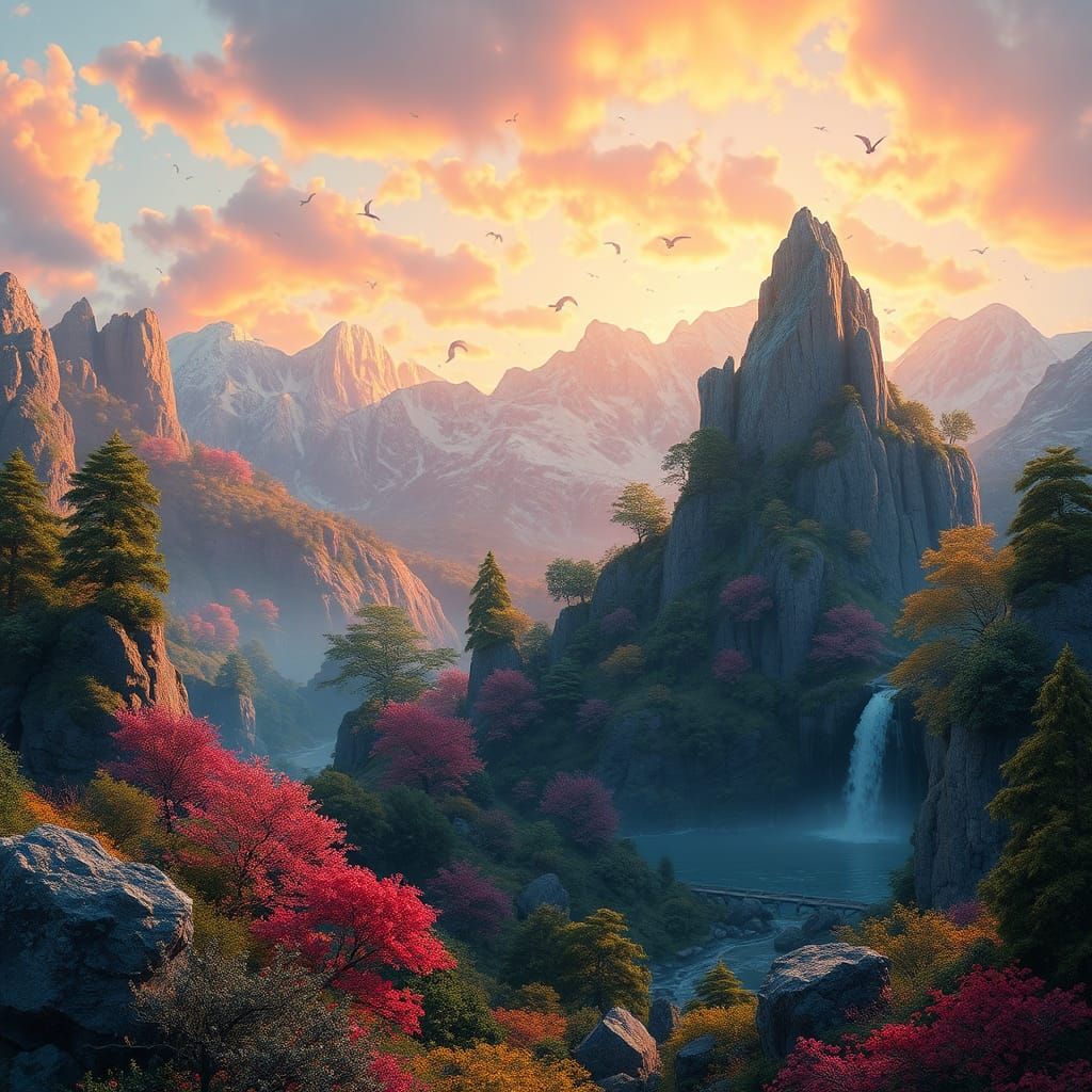 Colorful Scenery - Vibrant Fantasy Worldscapes in Realist...