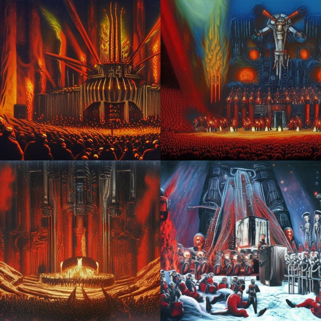 Rammstein Christmas concert at the North Pole, 8k resolution, oil ...