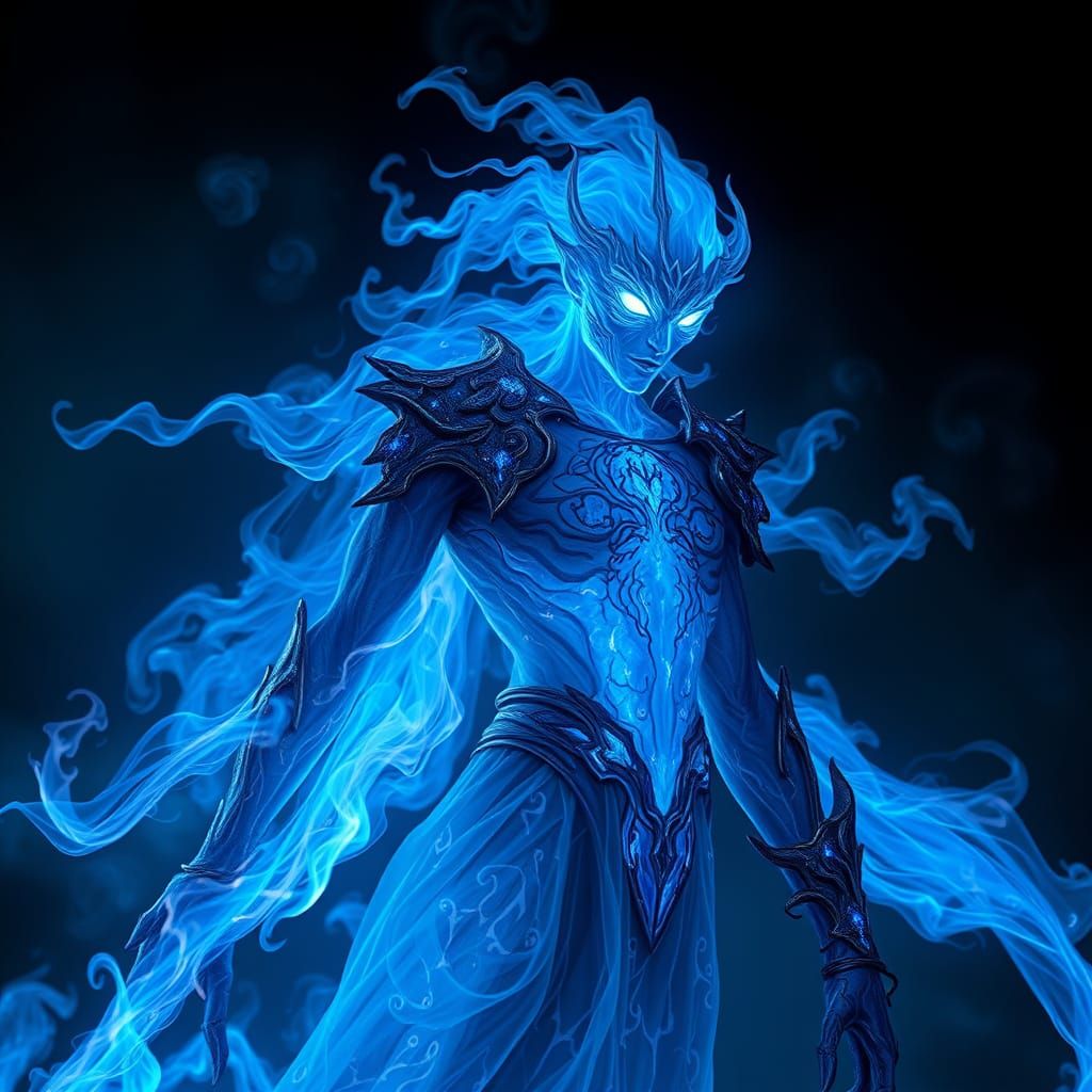 Avatar of blue flame - Ethereal Being of Azure Flames