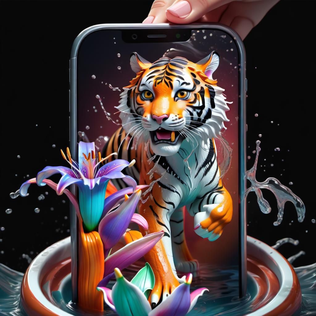 Tiger phone 01 - AI Generated Artwork - NightCafe Creator