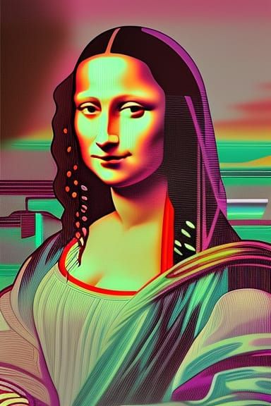 Cyberpunk // Synthwave Mona Lisa - AI Generated Artwork - NightCafe Creator