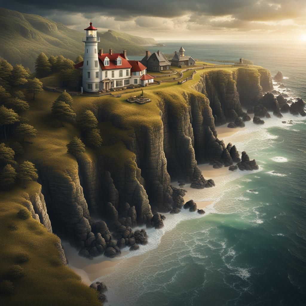 Cliffside Estate - AI Generated Artwork - NightCafe Creator