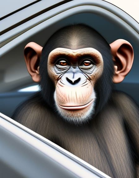 Chimpanzee driving a car WEARING CLOTHES - AI Generated Artwork ...