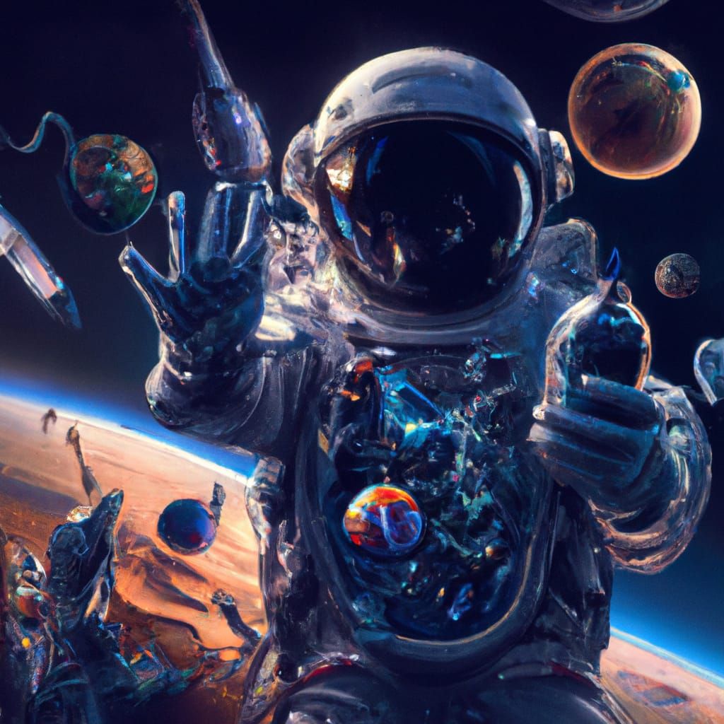 Hyperrealistic photograph of an astronaut in Zero Gravity Galaxy ...