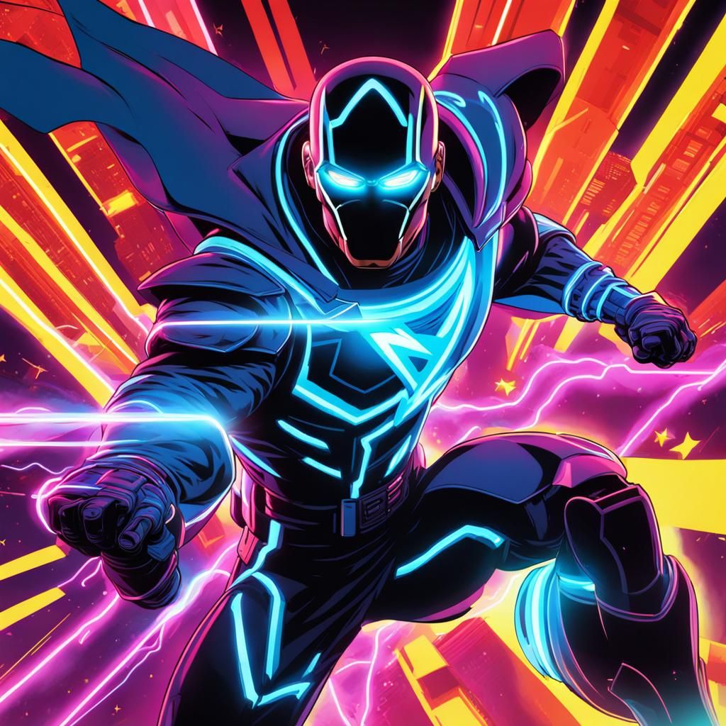 neon super hero that has neon and is called noble neon with freezing ...