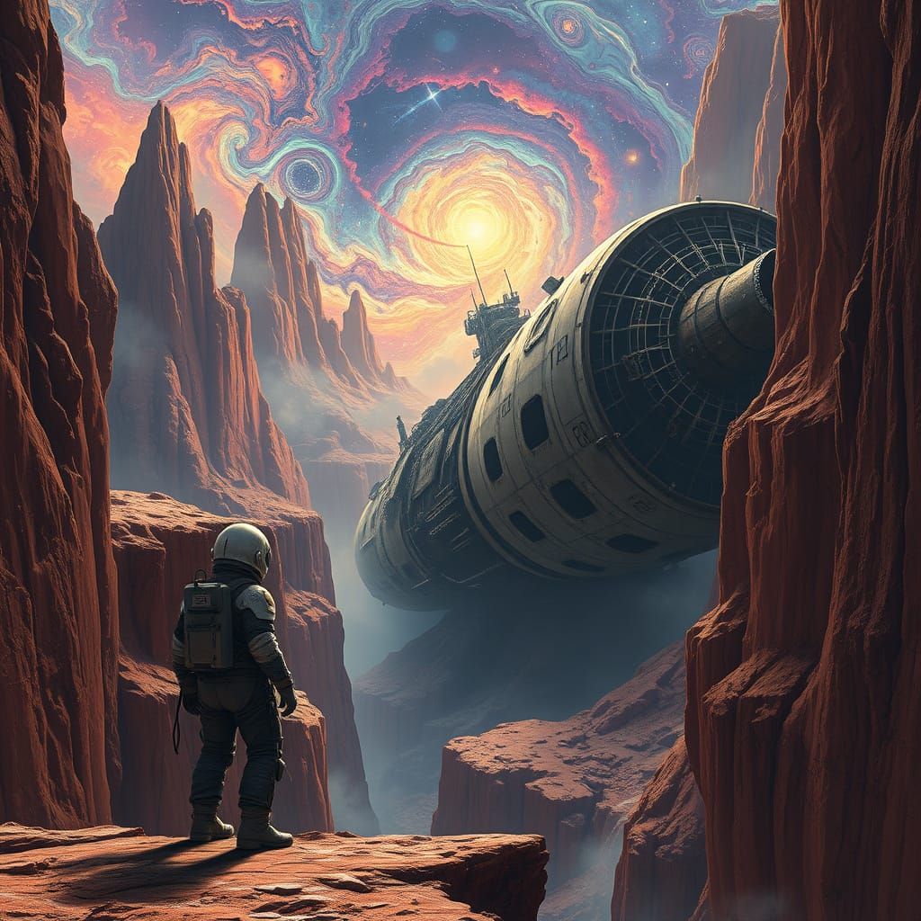 alien canyon - Cosmic Canyon Landscape in a Cyberpunk Aesthe...